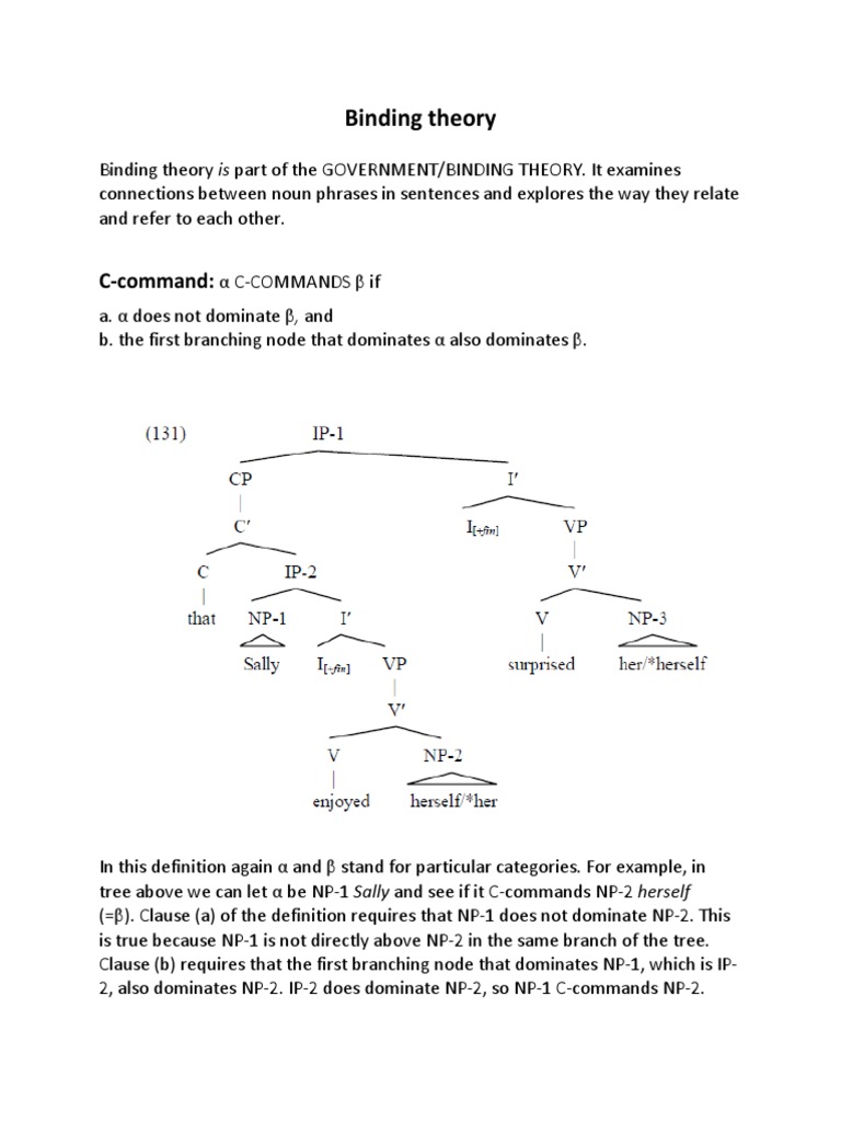 Binding Theory | PDF | Language Mechanics | Cognitive Science