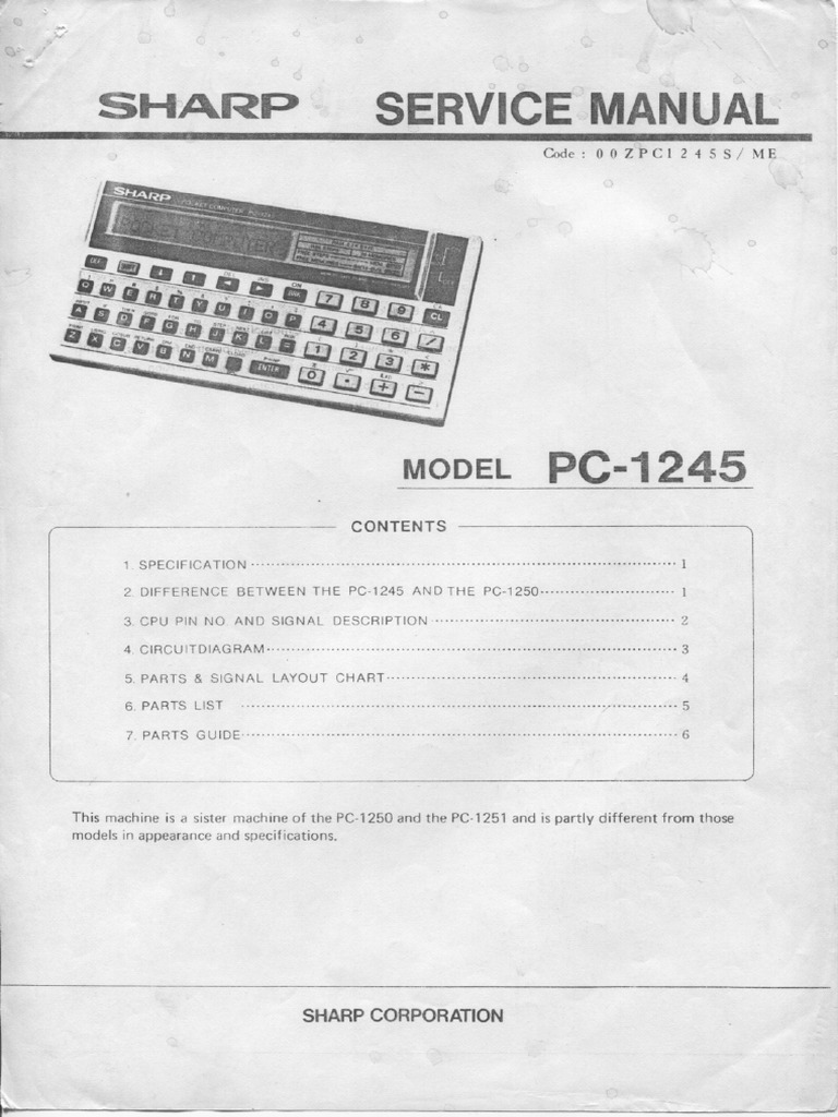 Sharp Pc-1245 Service Manual | PDF