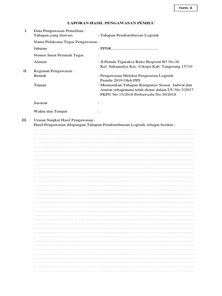 Form A Blanko Logistik | PDF