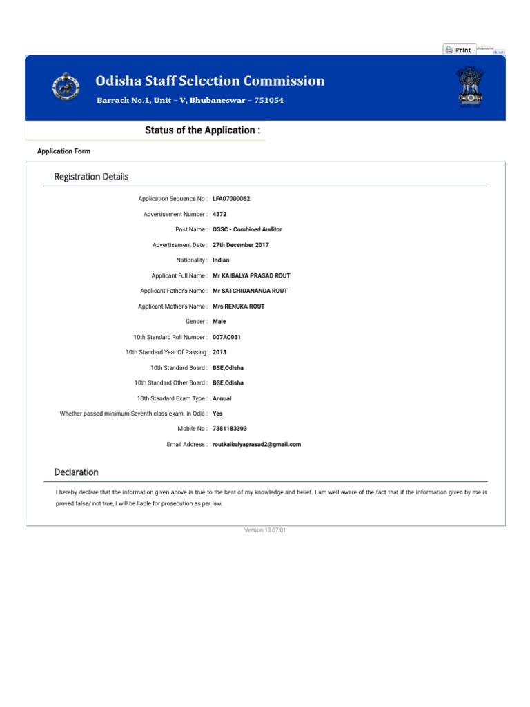 OSSC Combined Auditor Application Status | PDF