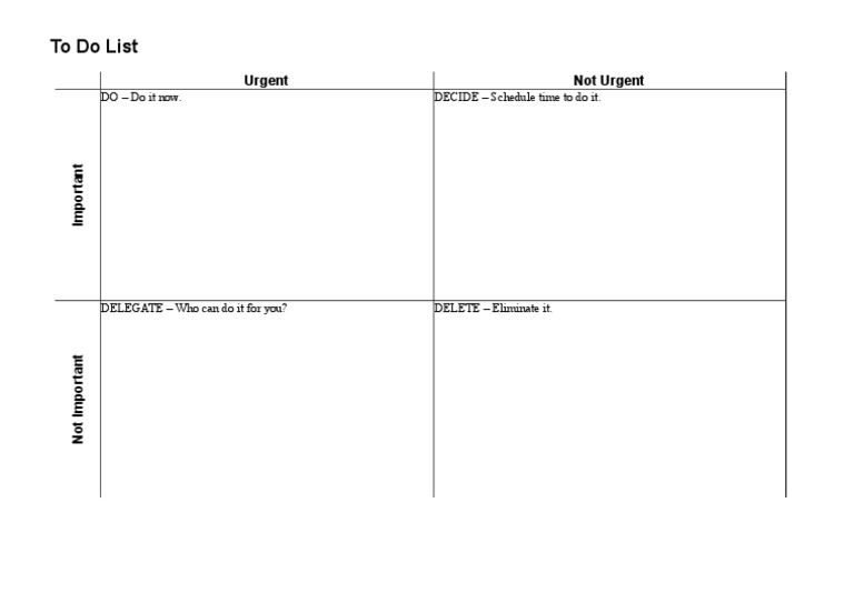 Covey Time Management Matrix | PDF