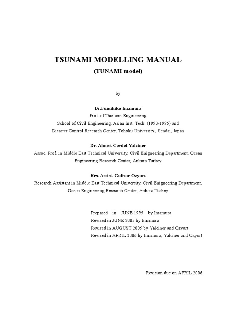 Tsunami Modelling Manual: (TUNAMI Model) | PDF | Numerical Analysis ...