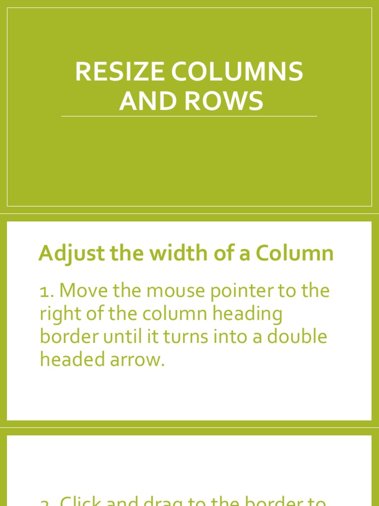 Resize Columns and Rows | PDF