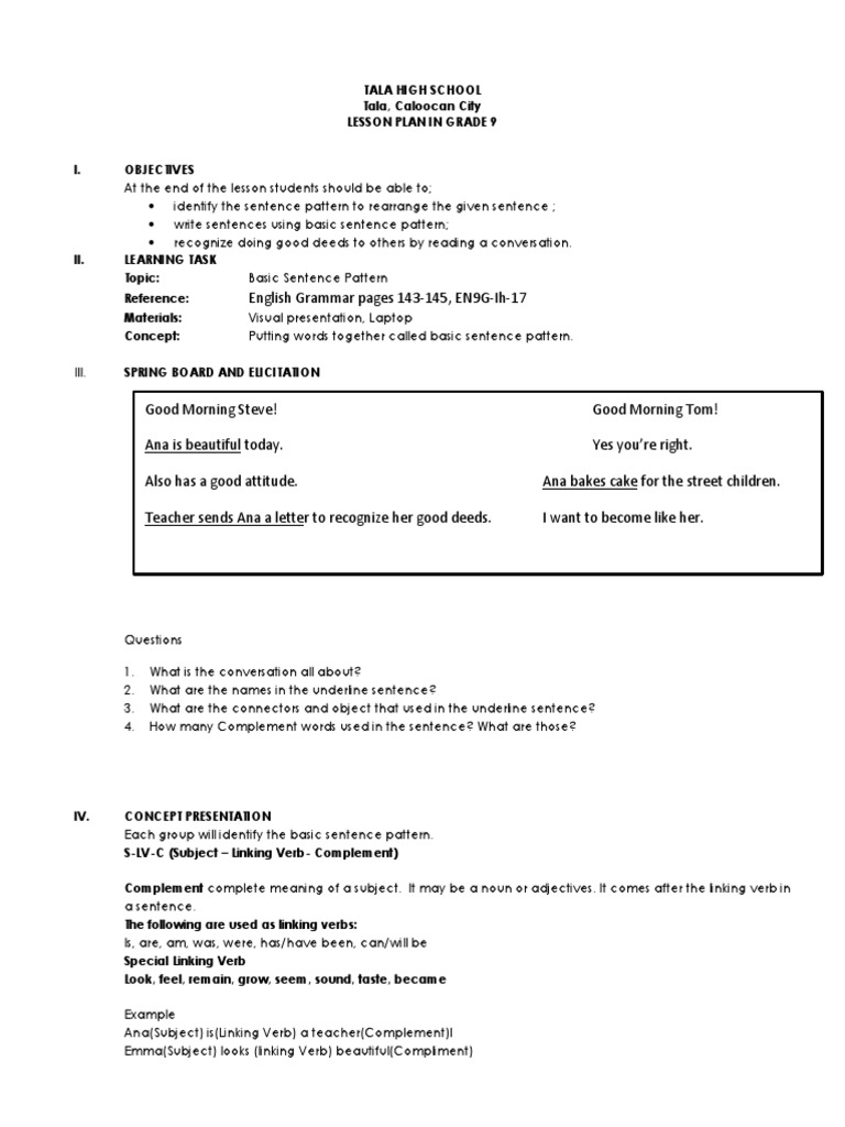 Basic Sentence Pattern Pdf Subject Grammar Object Grammar