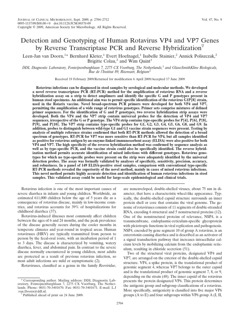 Detection and Genotyping of Human Rotavirus VP4 and VP7 Genes by ...