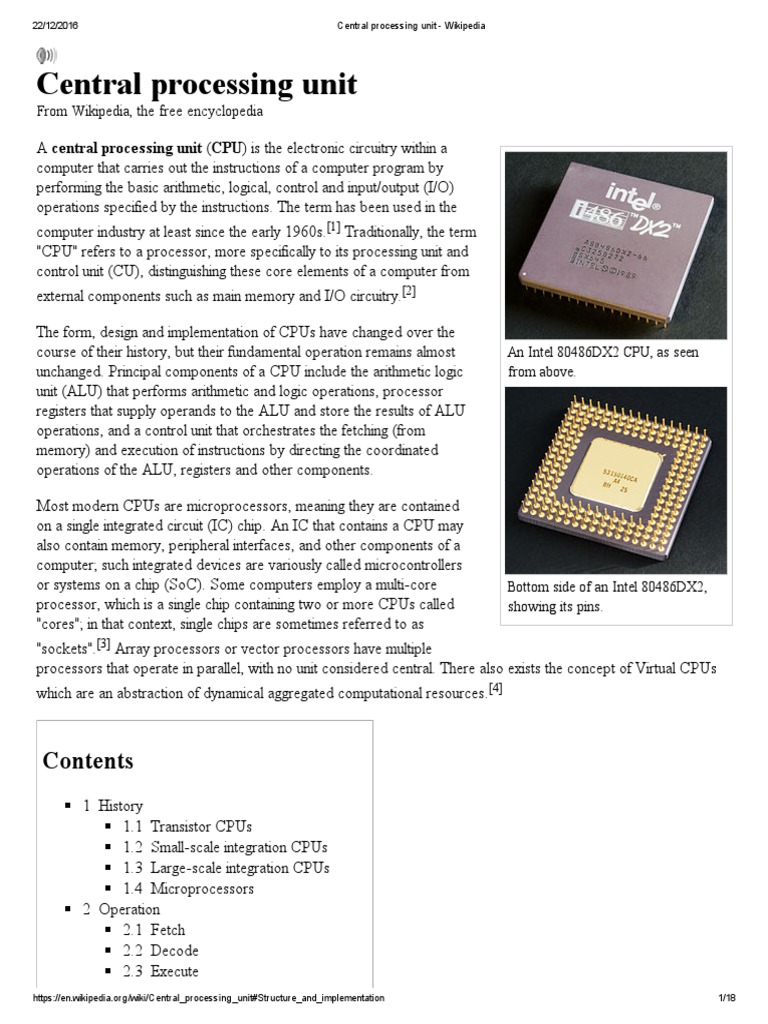 Central Processing Unit: From Wikipedia, The Free Encyclopedia | PDF | Central Processing Unit ...