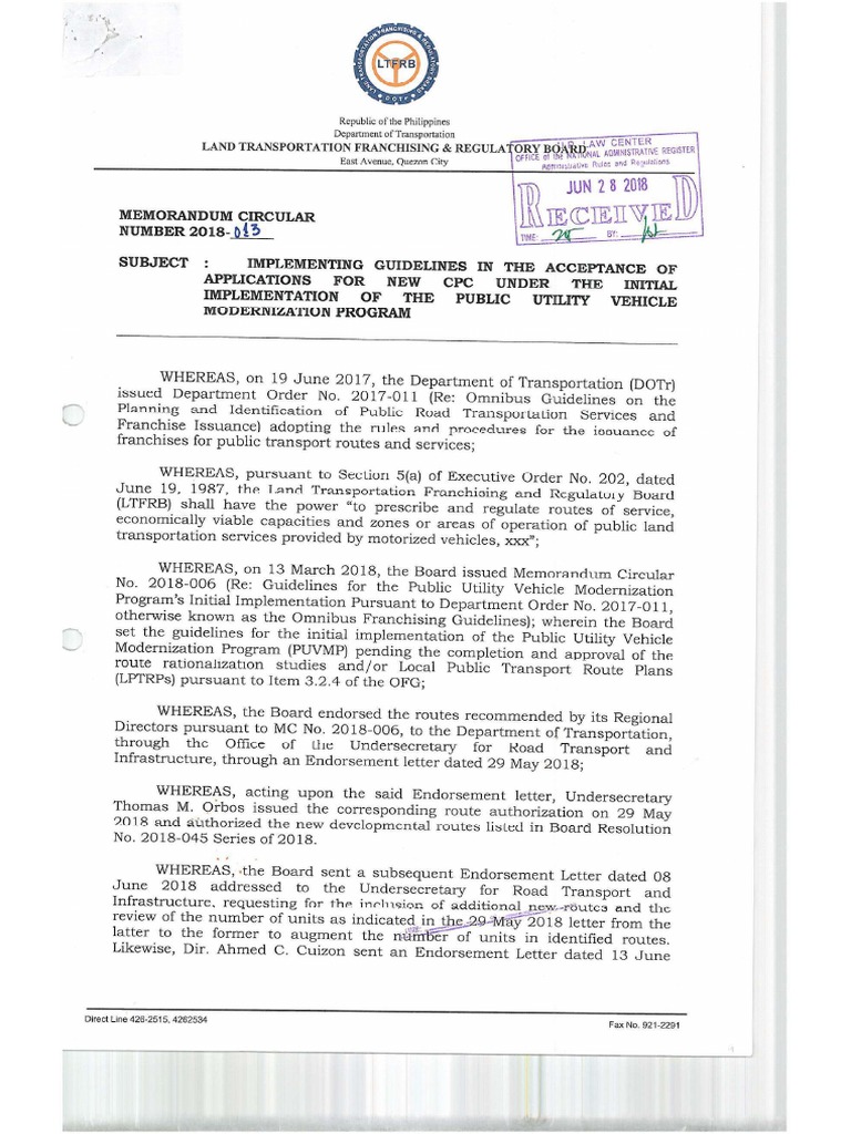 LTFRB Rules On CPC Application PDF | PDF