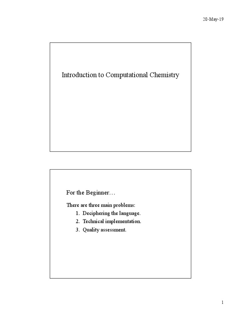 Introduction To Computational Chemistry: For The Beginner | PDF ...