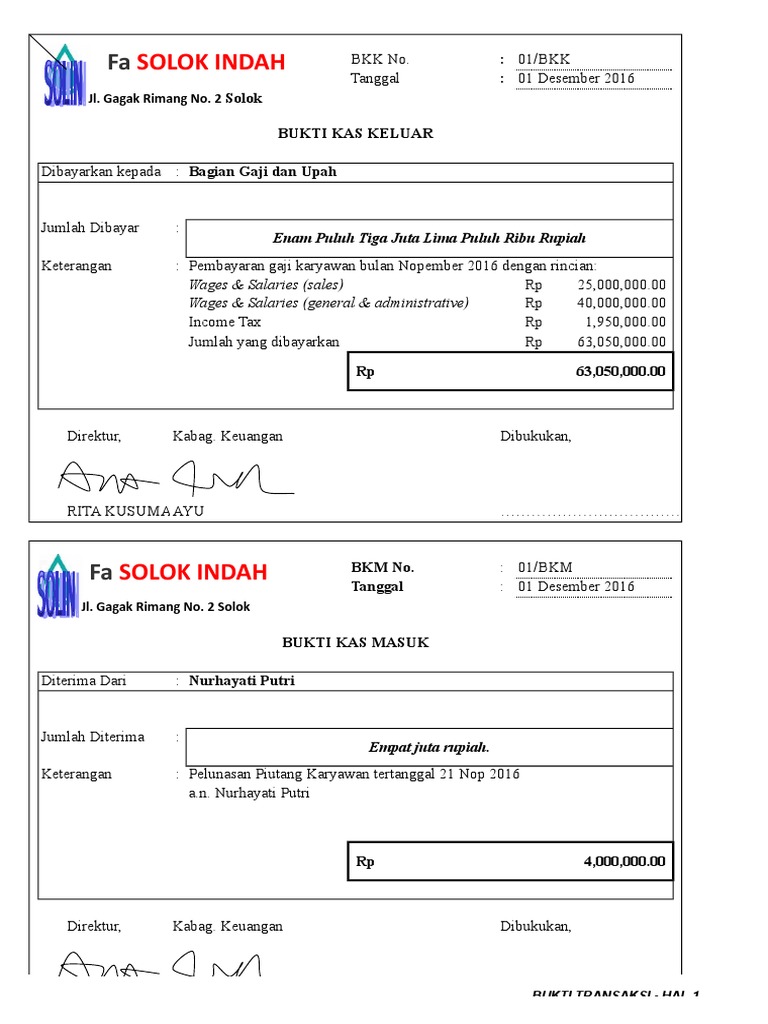 Lembaran Bukti Transaksi | PDF