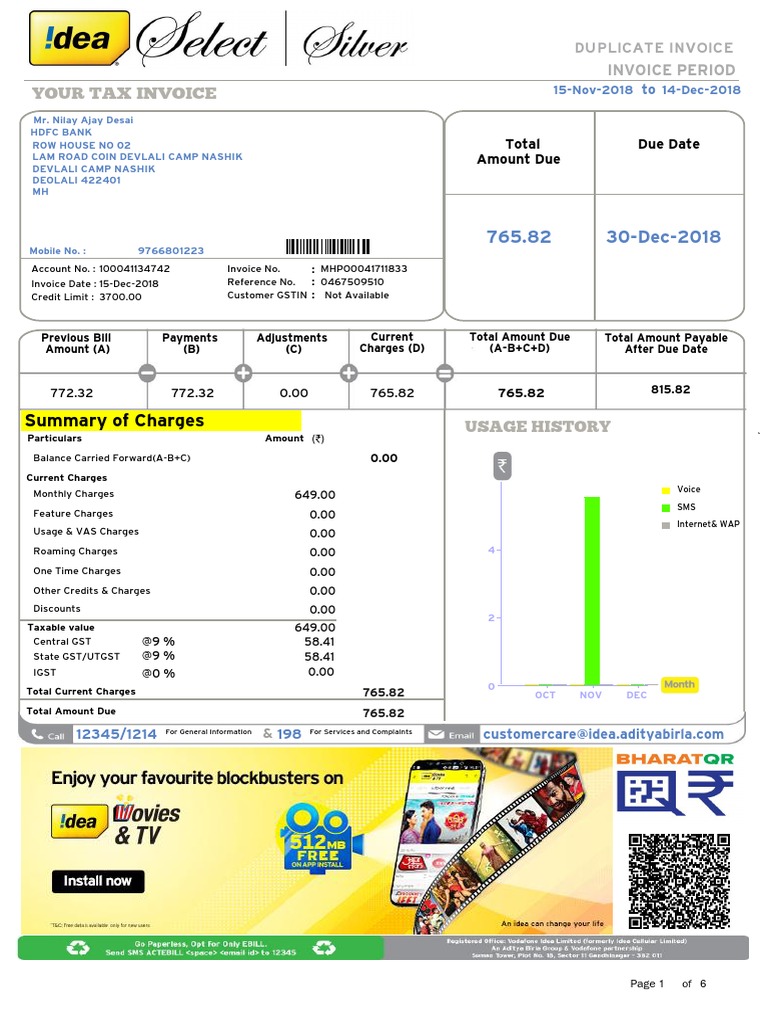 Idea Bill Format | PDF | Invoice | Cheque