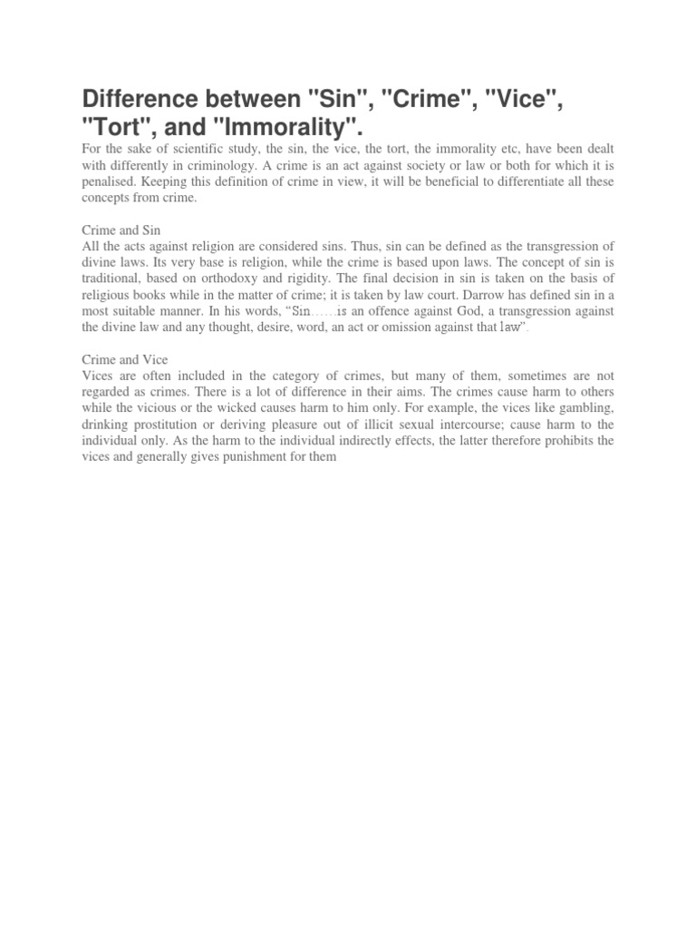 Sin, Crime, Vice | PDF