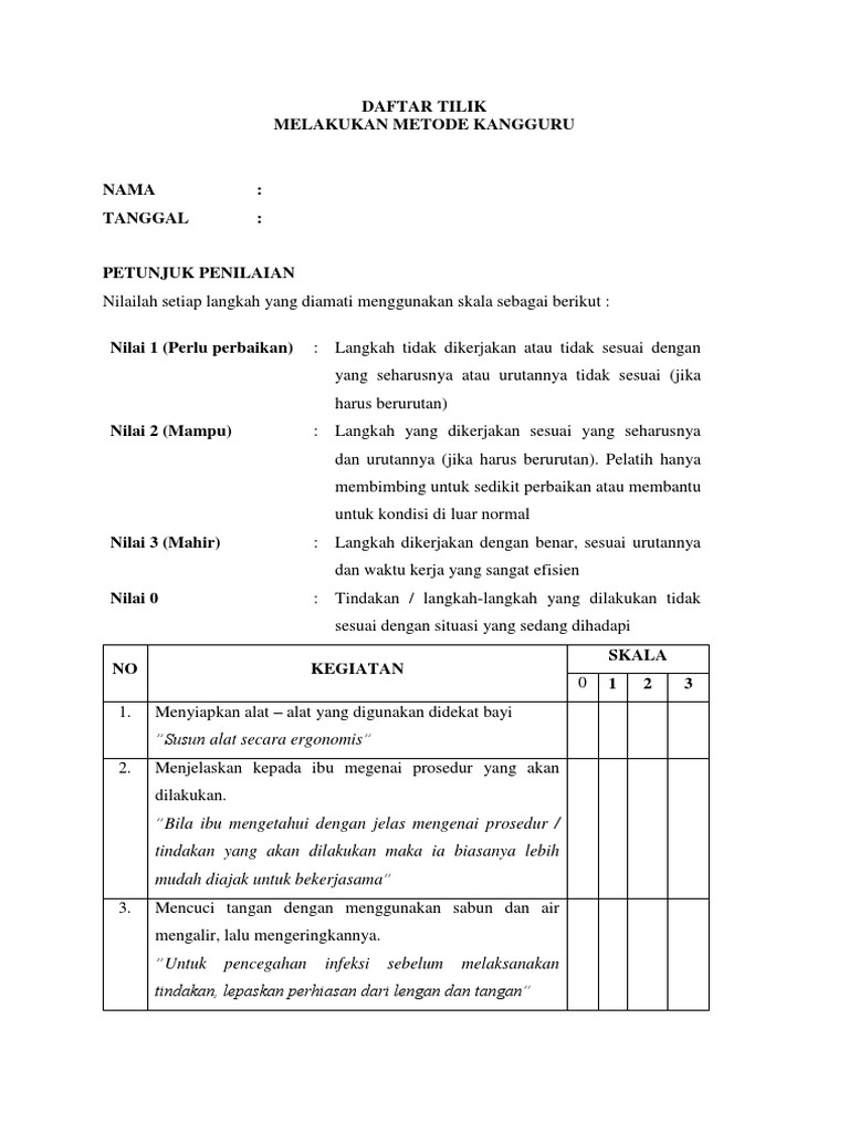 Daftar Tilik MTD Kanguru-1 | PDF