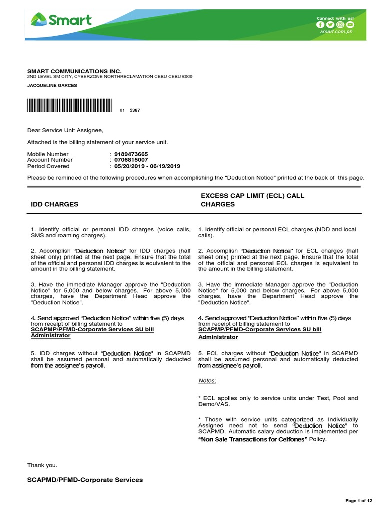 Smart Billing Statement Breakdown | PDF | Mobile Technology ...