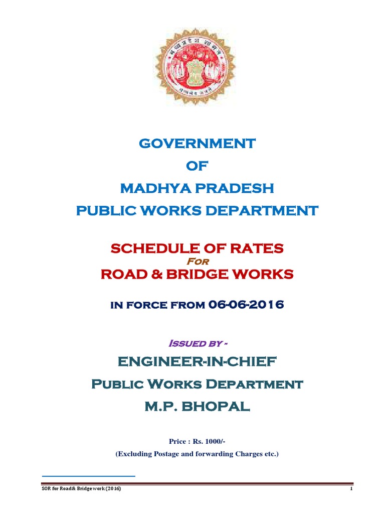 MP PWD Road Sor 2016 | PDF | Masonry | Concrete