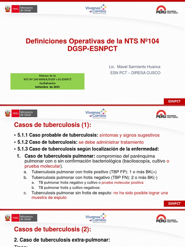 Definiciones Operativas NTS 104 ESNPCT | PDF | Tuberculosis | Epidemiología