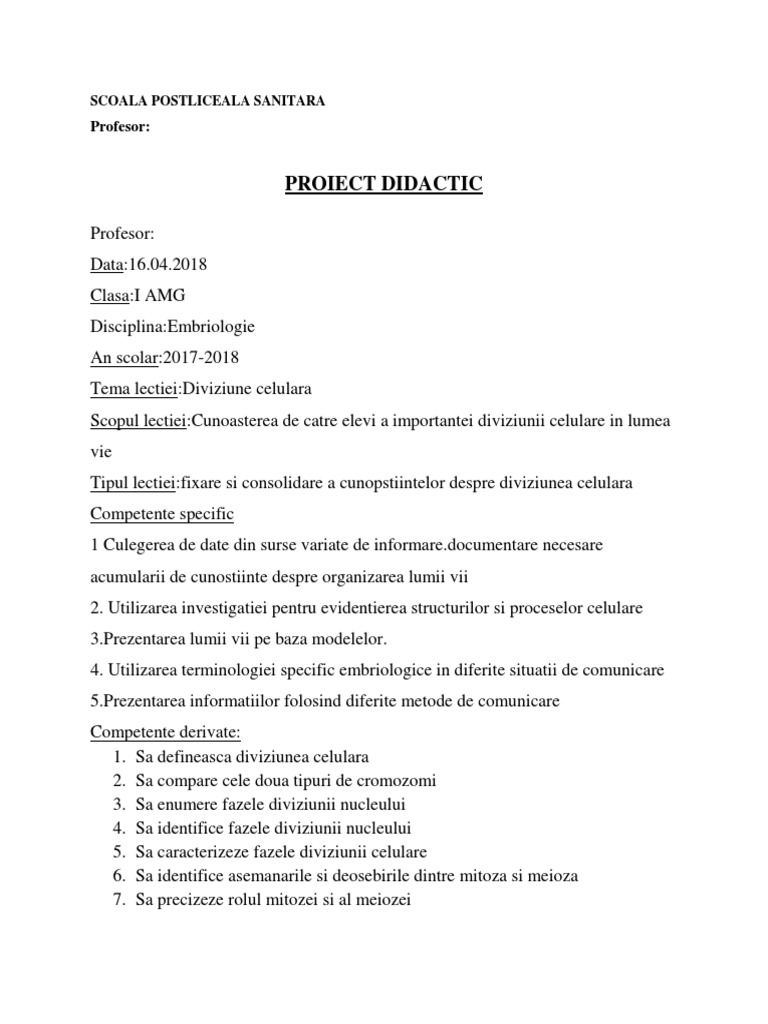 Proiect Didactic | PDF