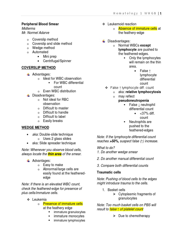 Peripheral Blood Smear | PDF | Anemia | Red Blood Cell