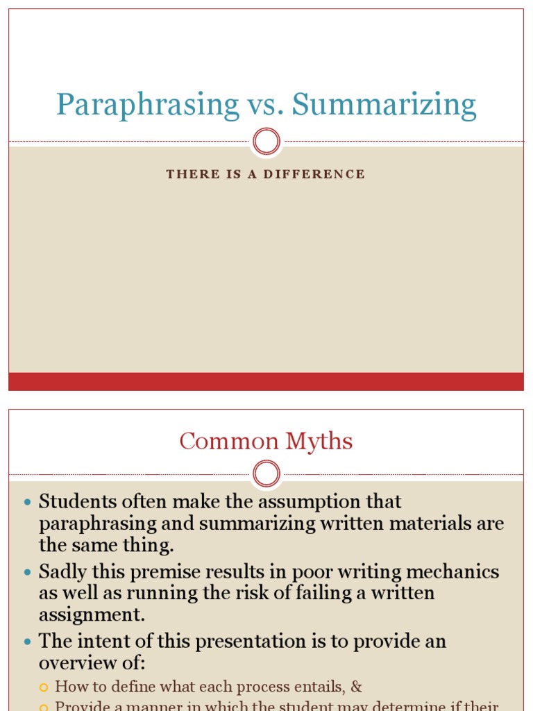 Paraphrasing vs. Summarizing Explained | PDF | National Science ...
