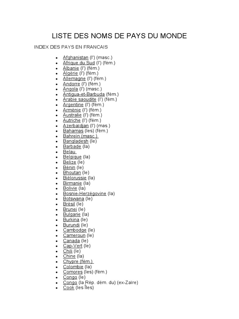 Liste des pays du monde en français | PDF | Club de football | Équipes ...