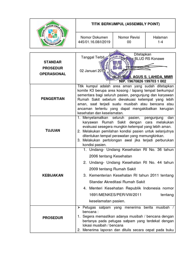 Prosedur Titik Kumpul Evakuasi RS | PDF