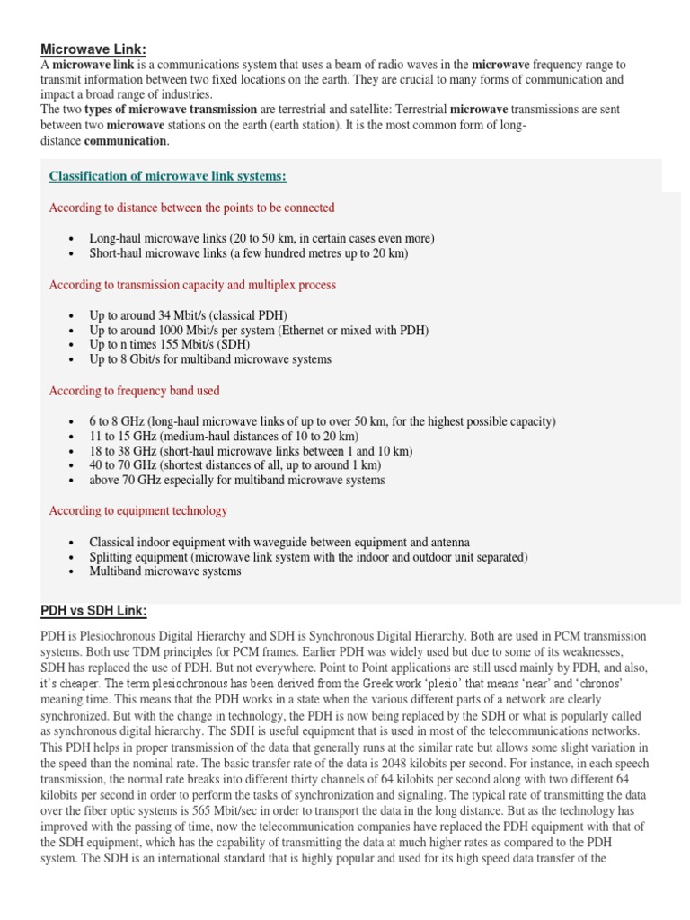 Classification of Microwave Link Systems | PDF | Microwave | Data ...