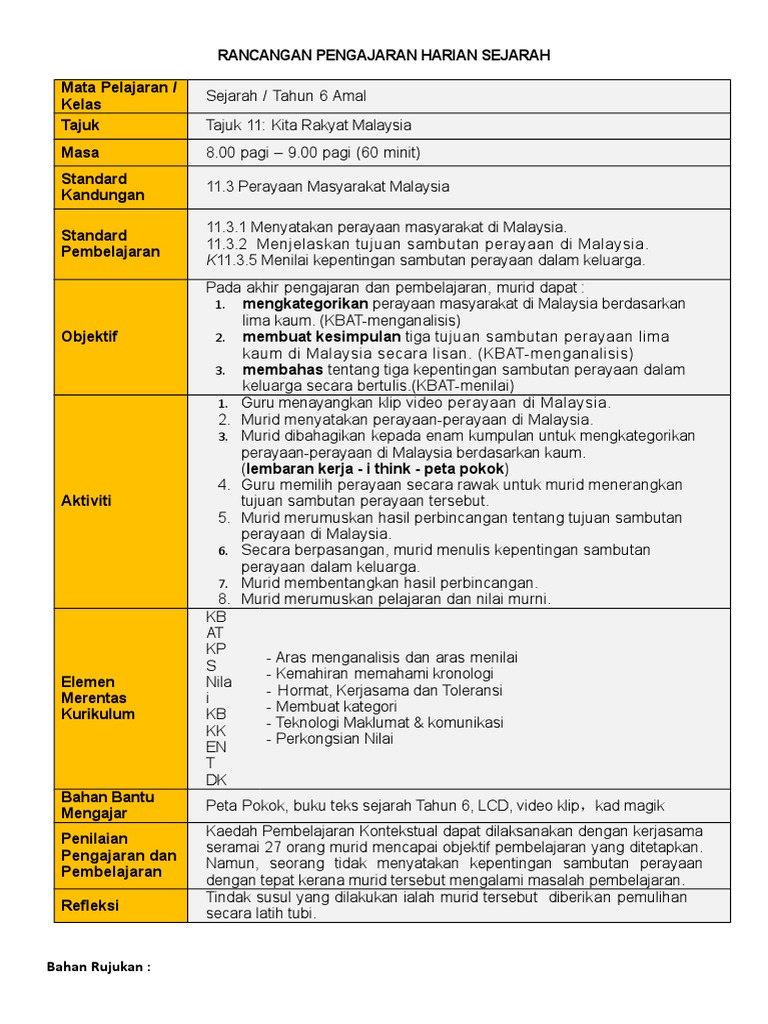4.4 Contoh Penulisan RPH SJH THN 6 | PDF