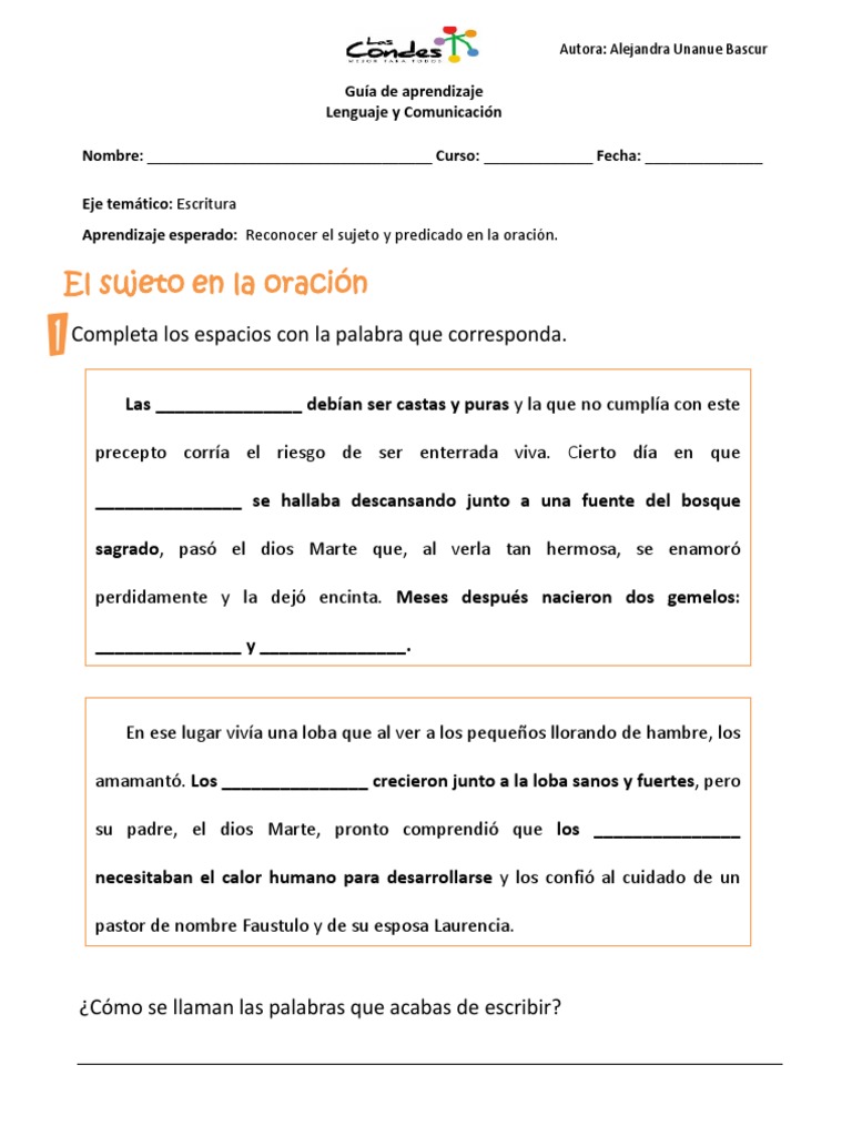 Ejercicios de Sujeto y Predicado | PDF | Oración