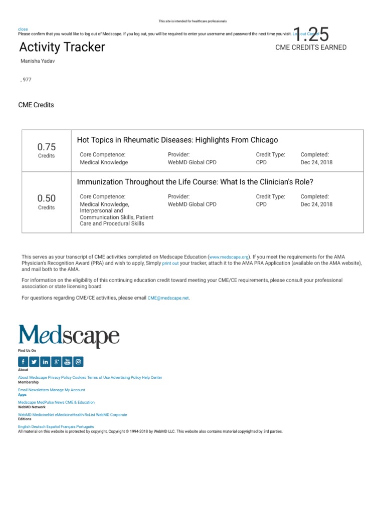 Medscape Education CME Tracker. | PDF | American Medical Association | Medicine