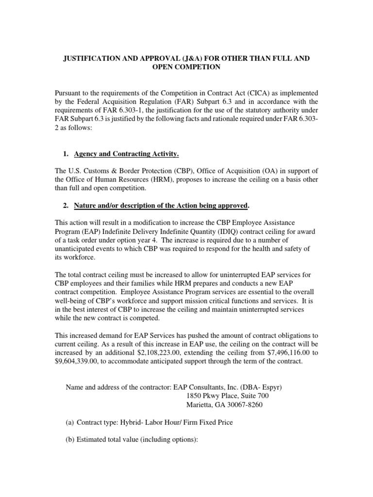Tab 2b-J and A Template October 2018 Increase EAP IDIQ Ceiling ...