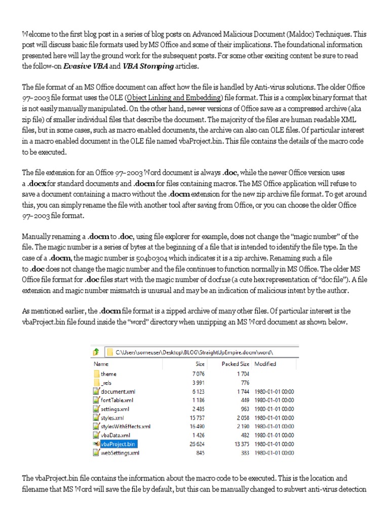 MS Office File Formats - Advanced Malicious Document (Maldoc ...