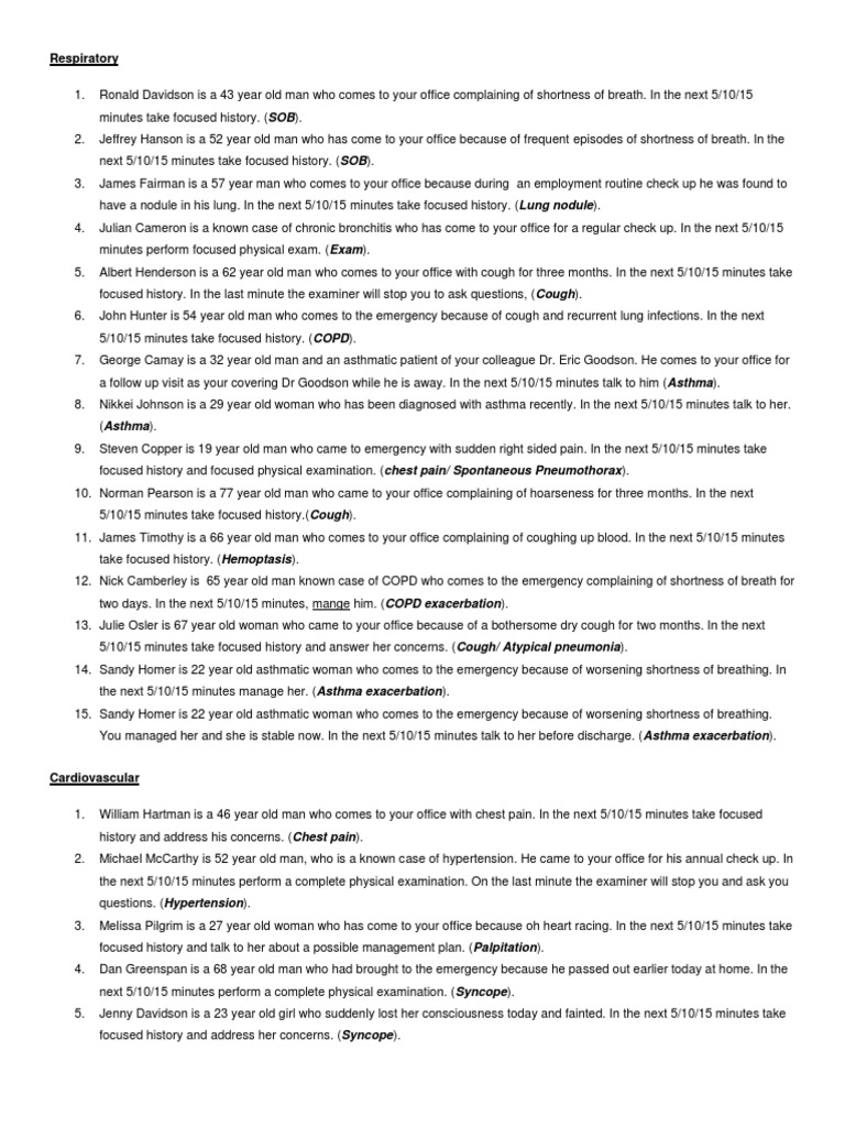 Common OSCE Cases | PDF | Asthma | Chronic Obstructive Pulmonary Disease
