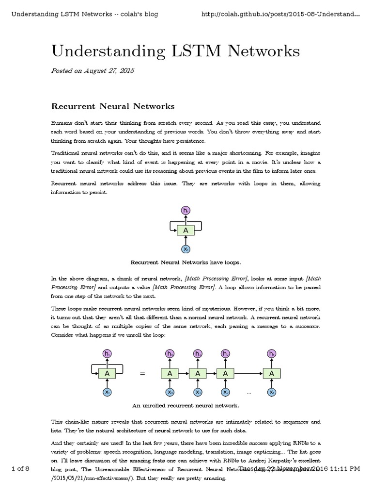 Understanding LSTM Networks | PDF | Artificial Neural Network | Cybernetics