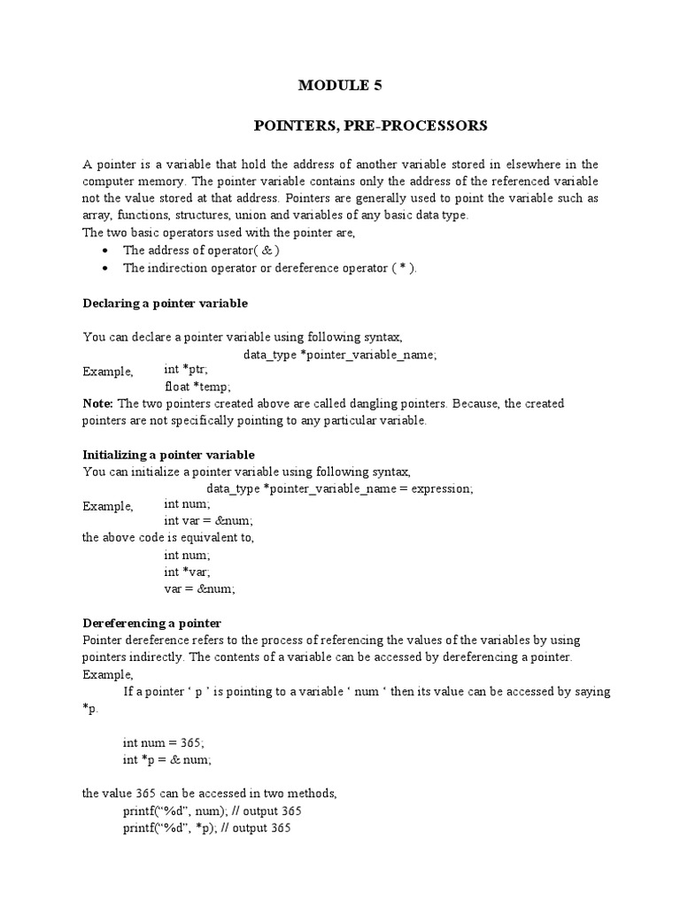 Cps Pointers and Preprocessor Vtu Notes | PDF | Pointer (Computer ... Cps Pointers and Preprocessor Vtu Notes | PDF | Pointer (Computer ...