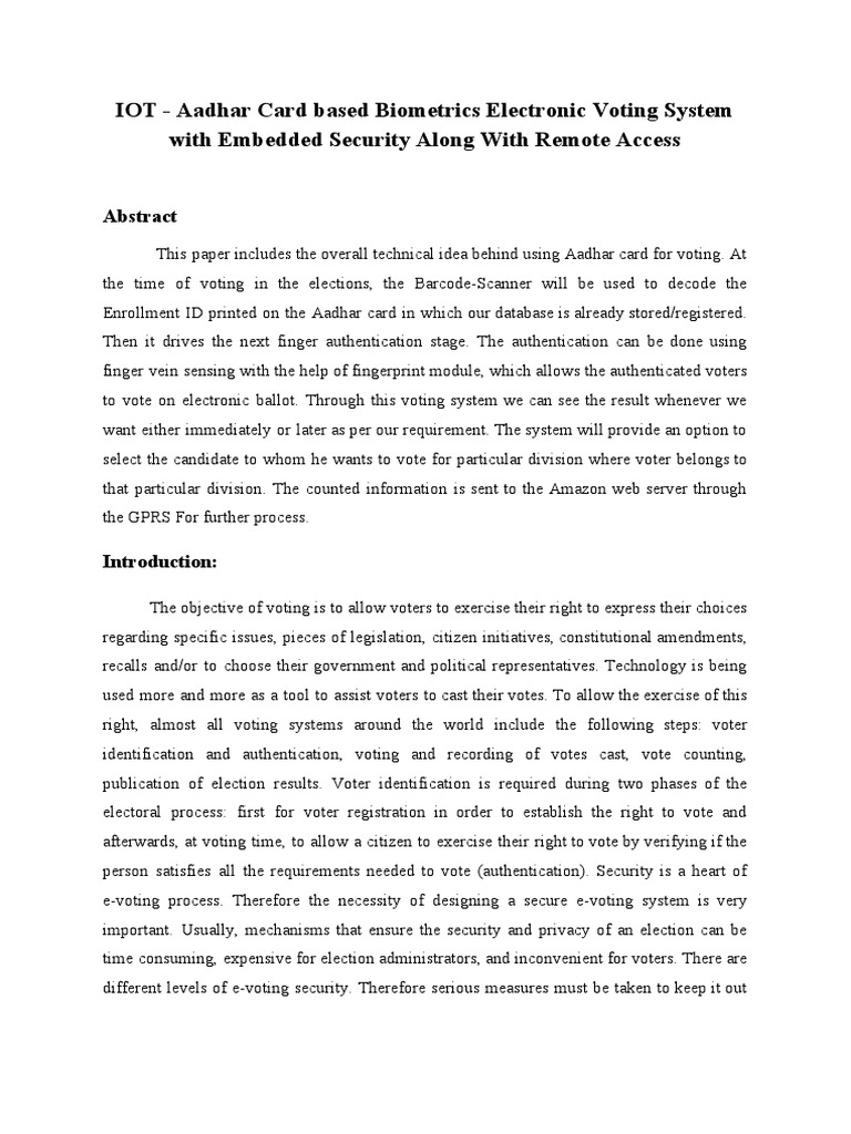 Aadhar-Based E-Voting System Security | PDF | Electronic Voting ...