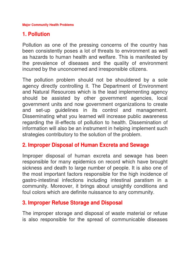 Major Community Health Problems | PDF | Recycling | Scrap