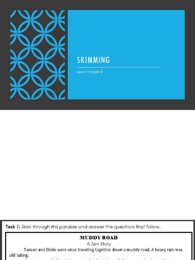 Skimming: Lesson 3 English 8 | PDF | Career & Growth