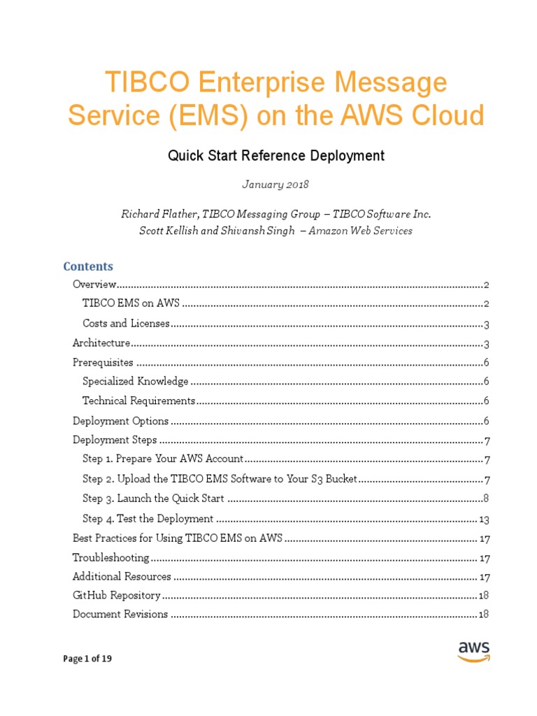 Tibco Ems On The Aws Cloud | PDF | Amazon Web Services | Cloud Computing Tibco Ems On The Aws Cloud | PDF | Amazon Web Services | Cloud Computing