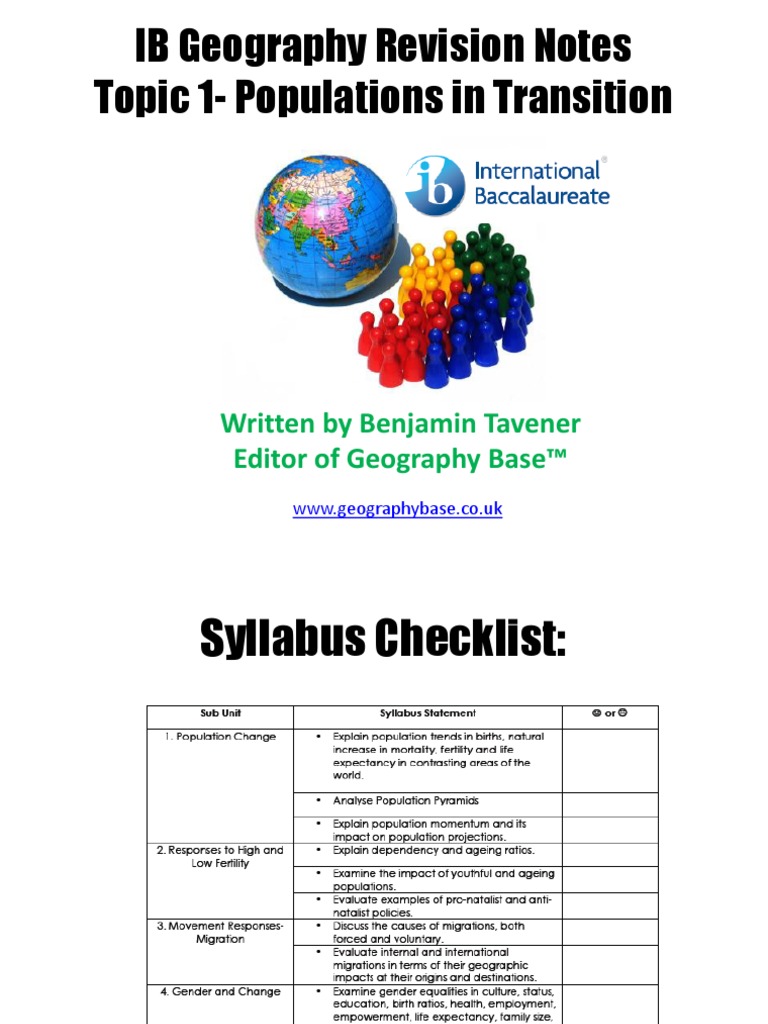 IB Geography Revision Notes Topic 1-Populations in Transition | PDF ...