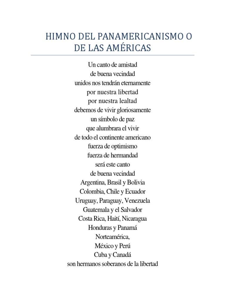 Himno Del Panamericanismo o de Las Américas | PDF