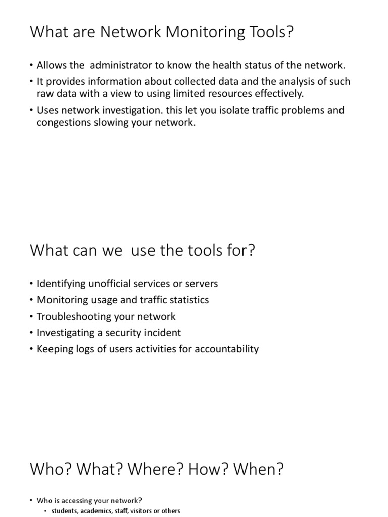 Network Monitoring Tools Overview | PDF | Internet Protocol Suite ...