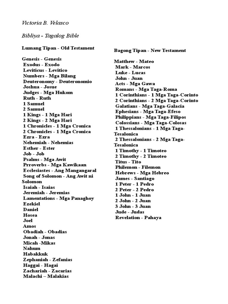 Tagalog Bible Translation | PDF
