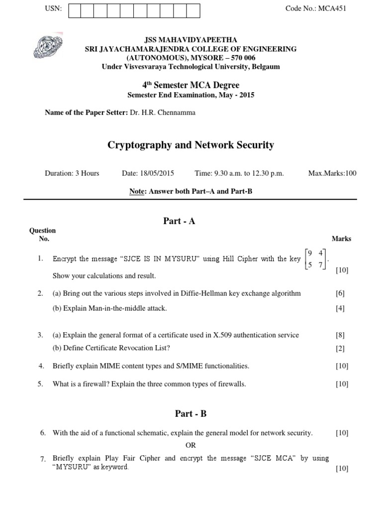 Cryptography QP1 2015 | PDF | Cryptography | Transport Layer Security