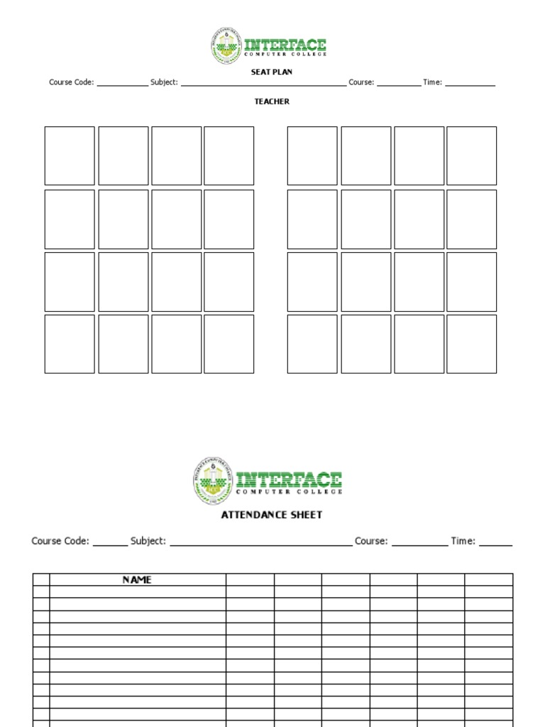 Seat Plan and Attendance Sheet | PDF