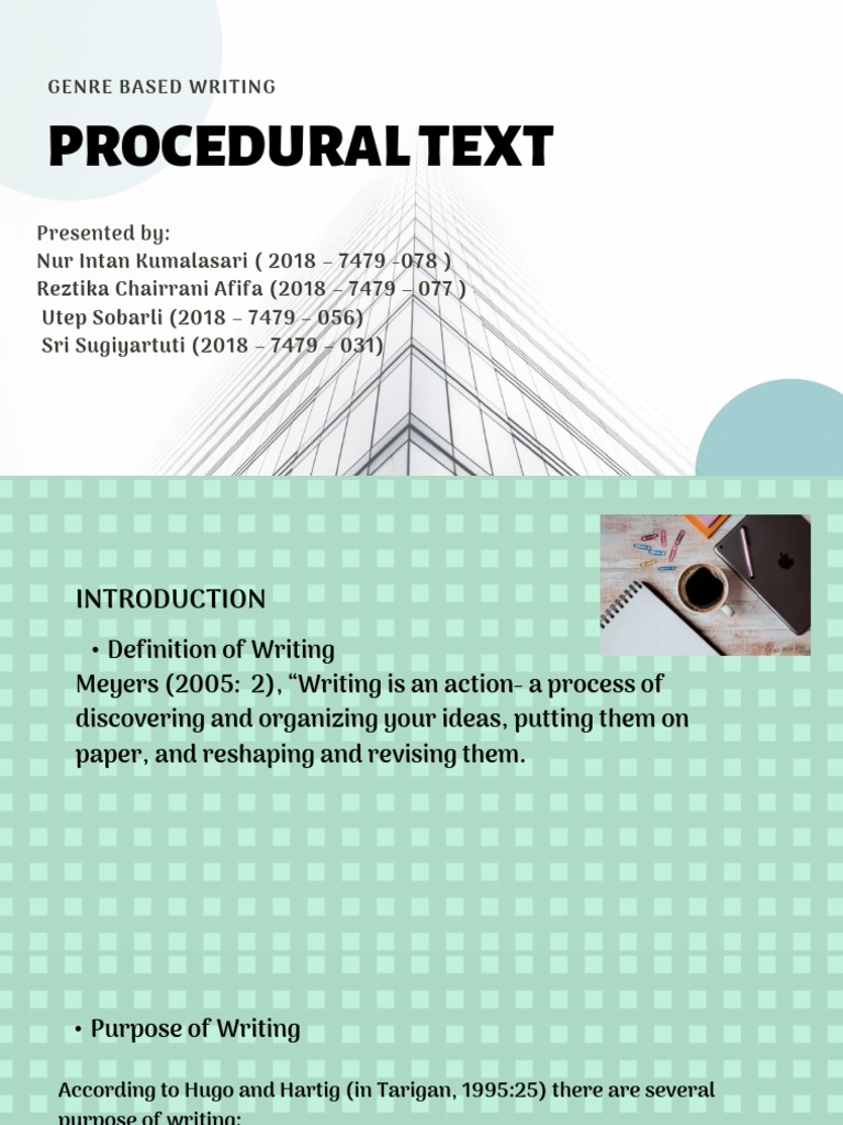 Procedural Text: Genre Based Writing | PDF | Sentence (Linguistics ...