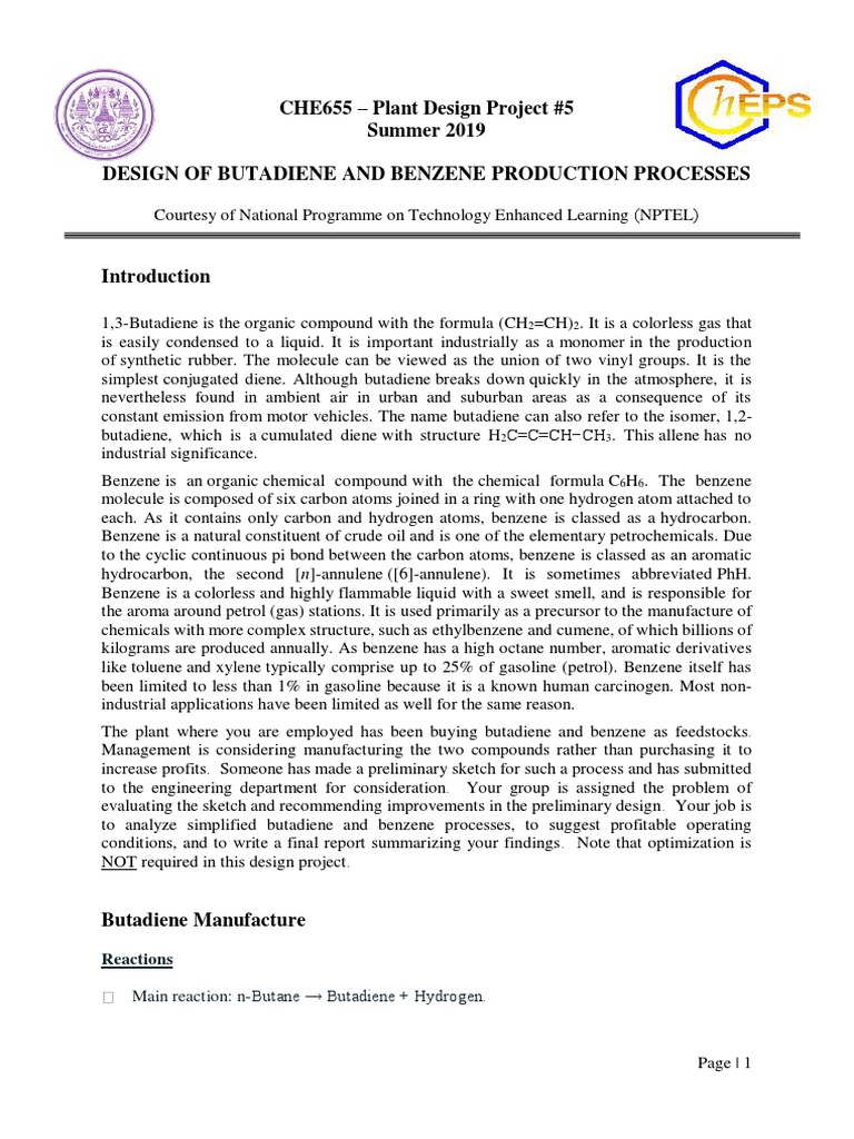 Butadiene and Benzene Manufacture | PDF | Benzene | Chemical Reactor