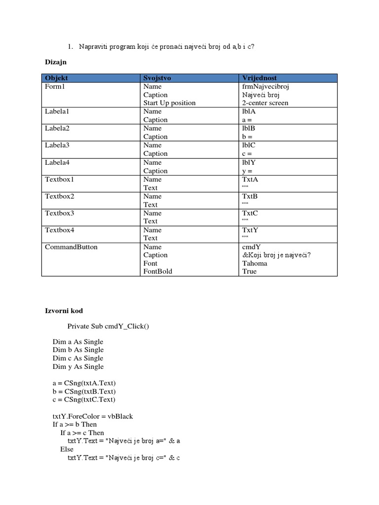 Visual Basic Zadaci PDF | PDF