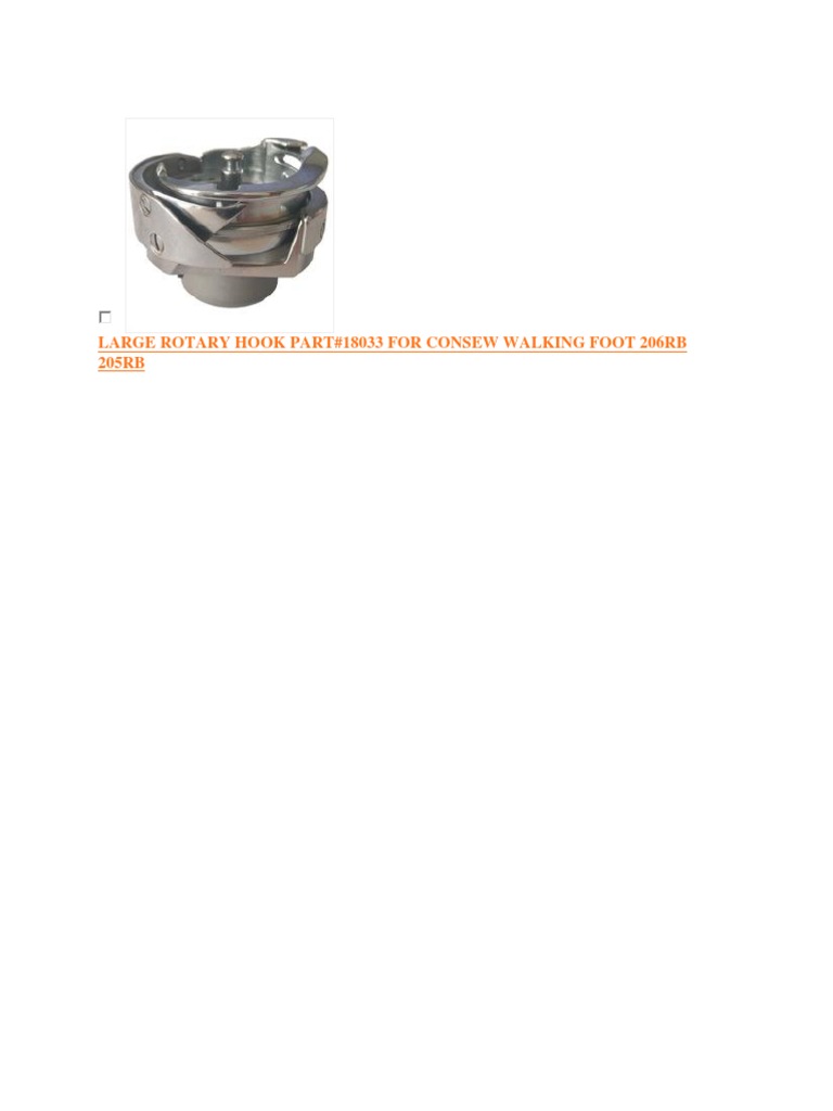 Large Rotary Hook Part #18033 Catalog | PDF