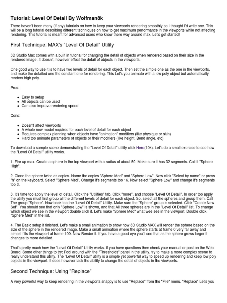 First Technique: MAX's "Level of Detail" Utility | PDF | Rendering ...