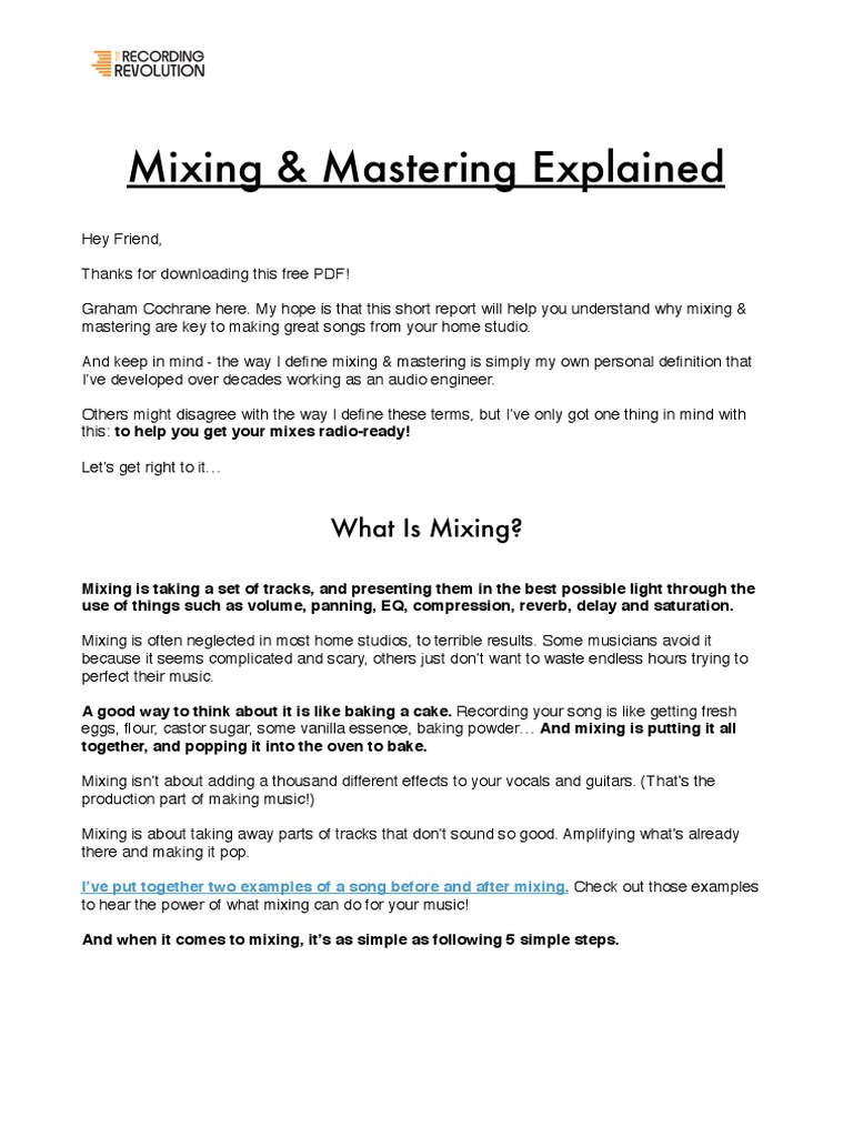 Mixing & Mastering Explained PDF | PDF | Equalization (Audio) | Hearing Mixing & Mastering Explained PDF | PDF | Equalization (Audio) | Hearing