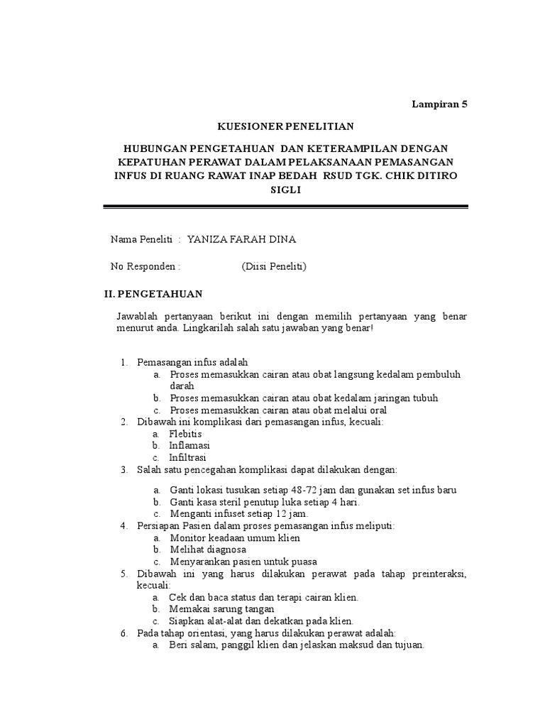 Contoh Kuesioner | PDF